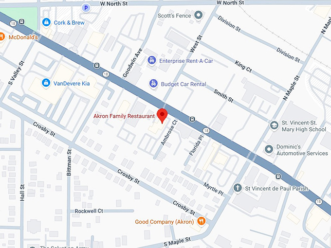 16. akron family restaurant map