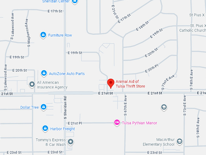 16. animal aid of tulsa thrift store map