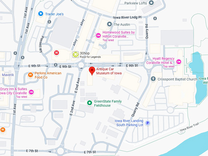antique car museum of iowa map