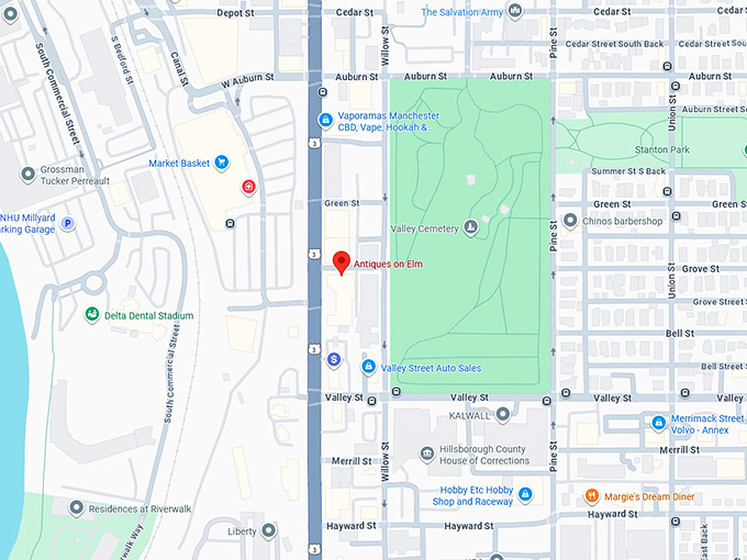 16. antiques on elm map