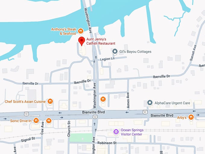 16. aunt jenny's catfish restaurant map