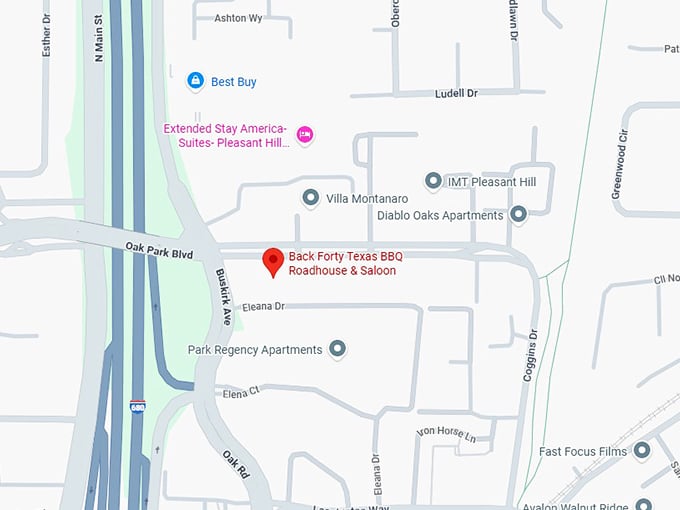 16. back forty texas bbq roadhouse & saloon map