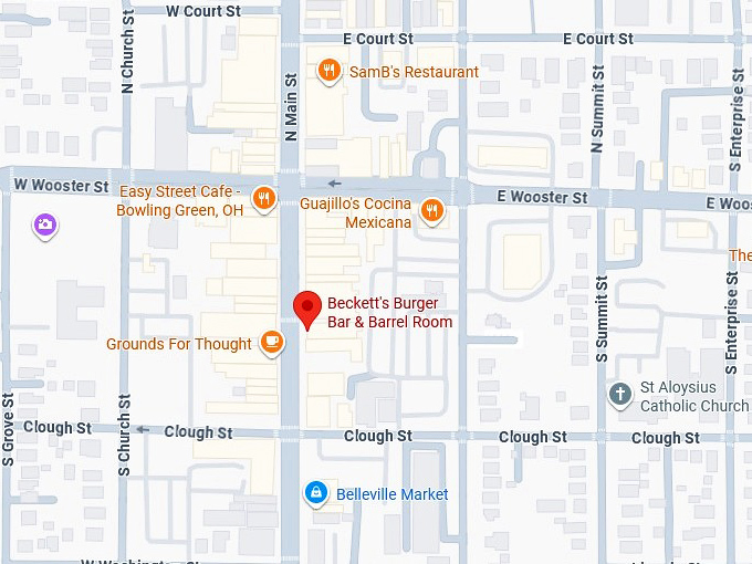 16. beckett's burger bar & barrel room map