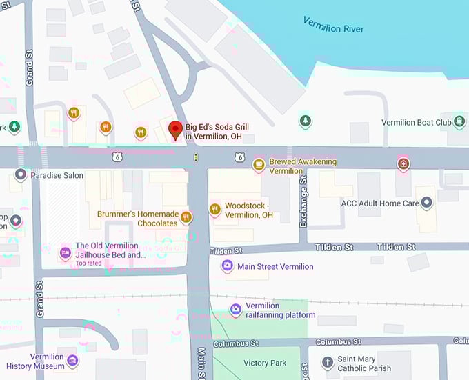 16. big ed's soda grill in vermilion, oh map