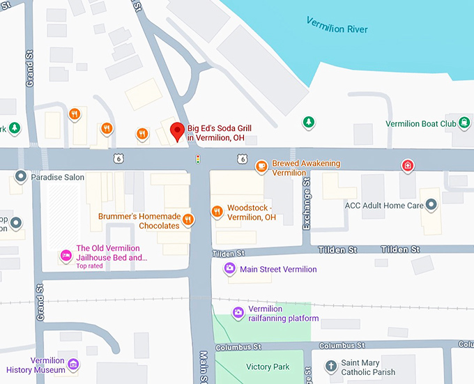 16. big ed's soda grill in vermilion, oh map