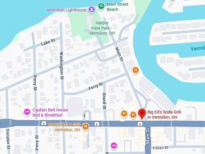 16. big ed's soda grill in vermilion, oh map