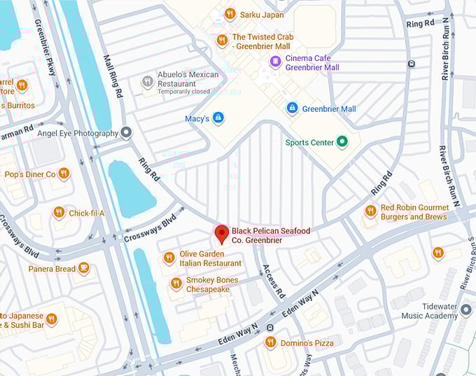16. black pelican seafood co. greenbrier map