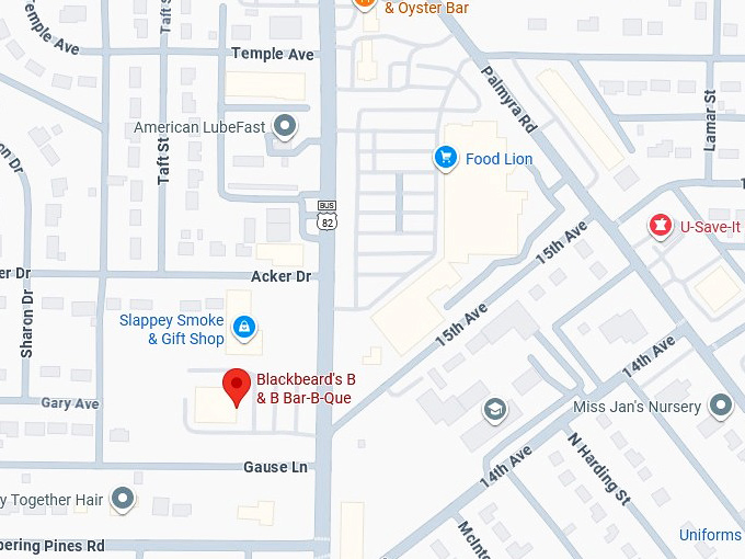 16. blackbeard's b & b bar b que map