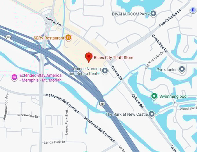 blues city thrift store map