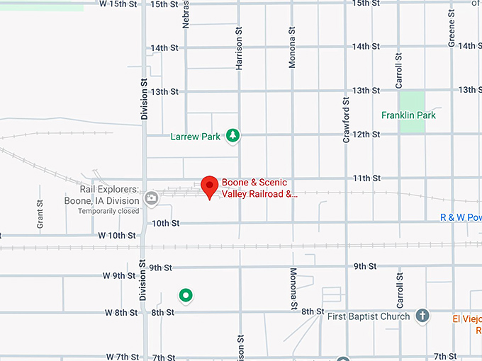 16. boone & scenic valley railroad & james h. andrew railroad museum map