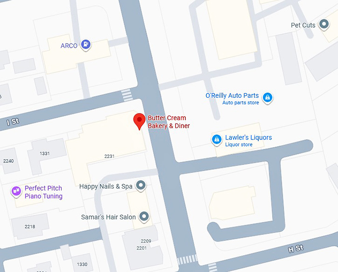 16. butter cream bakery & diner map