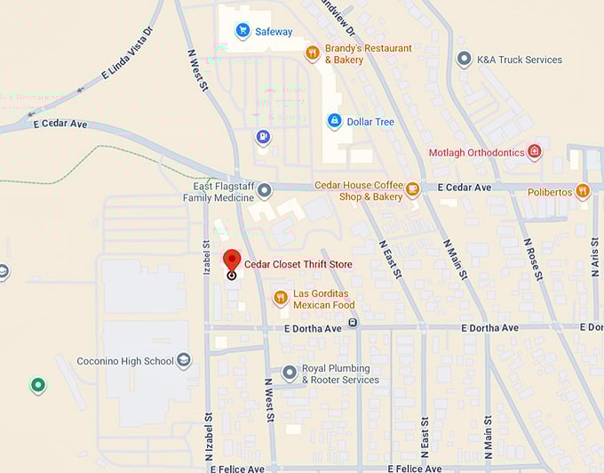 16. cedar closet thrift store map
