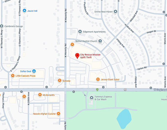 16. city rescue mission uplift thrift map