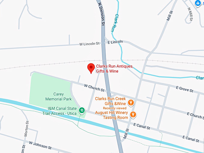 16. clarks run antiques, gifts & wine map