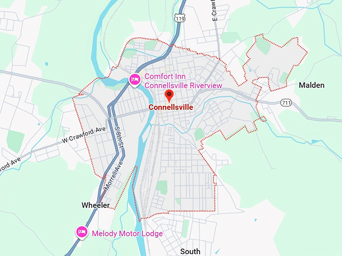 16. connellsville, pa map