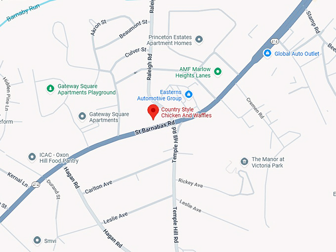 16. country style chicken and waffles map