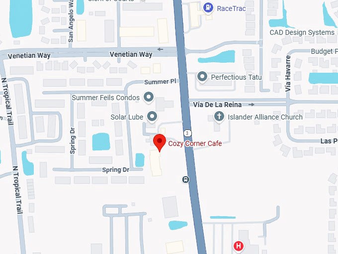 16. cozy corner cafe map