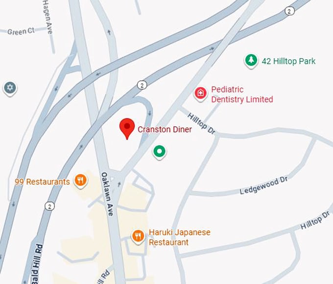 16. cranston diner (1150 oaklawn ave) map