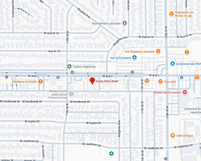 16. crazy otto's diner (1228 w ave i) map