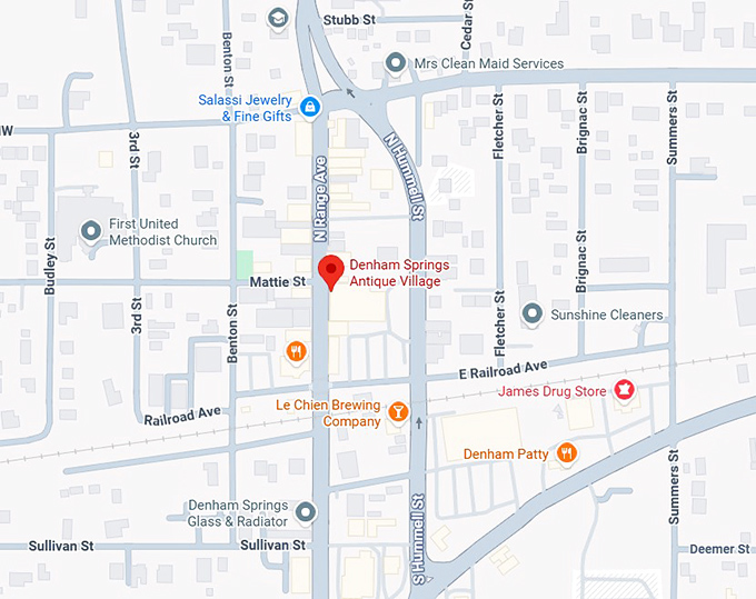 16. denham springs antique village map