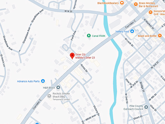 diner 23 maddy's diner 23, llc map