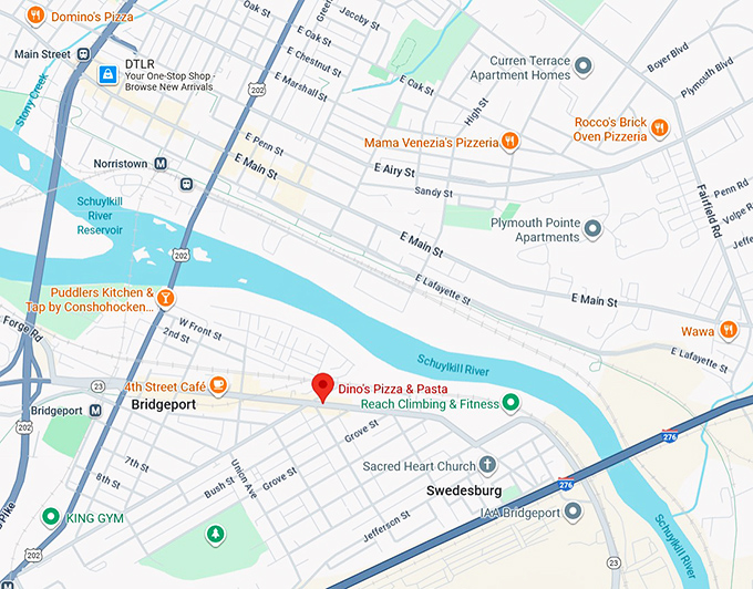 16. dino's pizza & pasta map