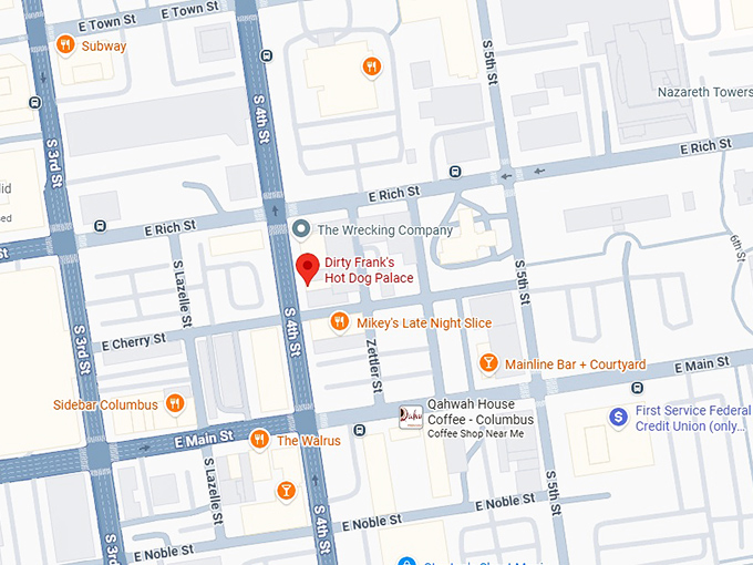 16. dirty frank's hot dog palace map