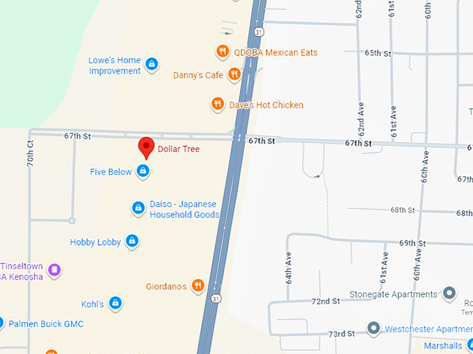 16. dollar tree (6816 green bay rd) map