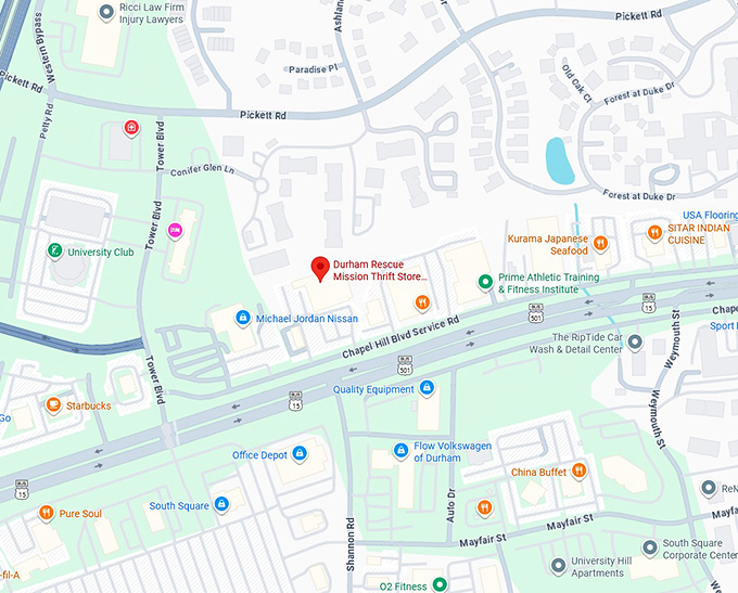16. durham rescue mission thrift store chapel hill blvd (3900 durham chapel hill blvd) map