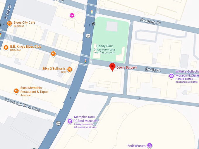 16. dyer's burgers map