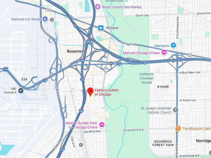 fashion outlets of chicago map