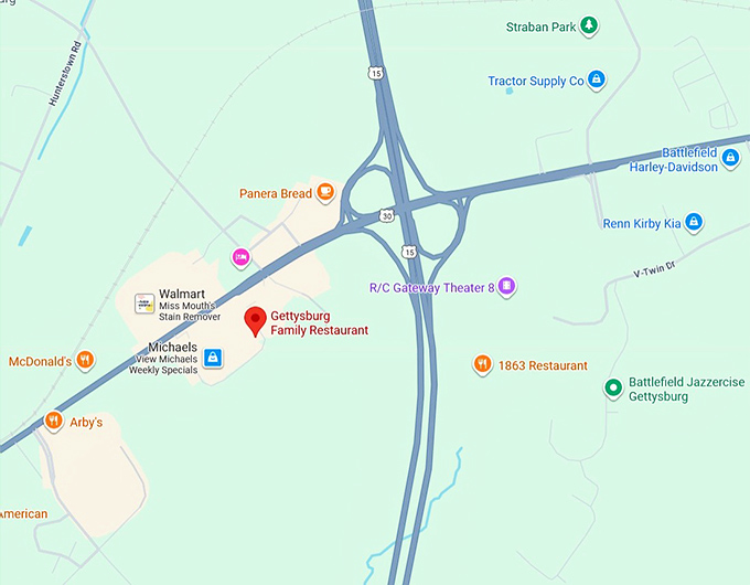 16. gettysburg family restaurant map