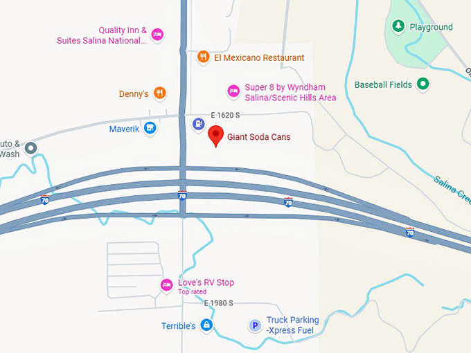 16. giant soda cans map