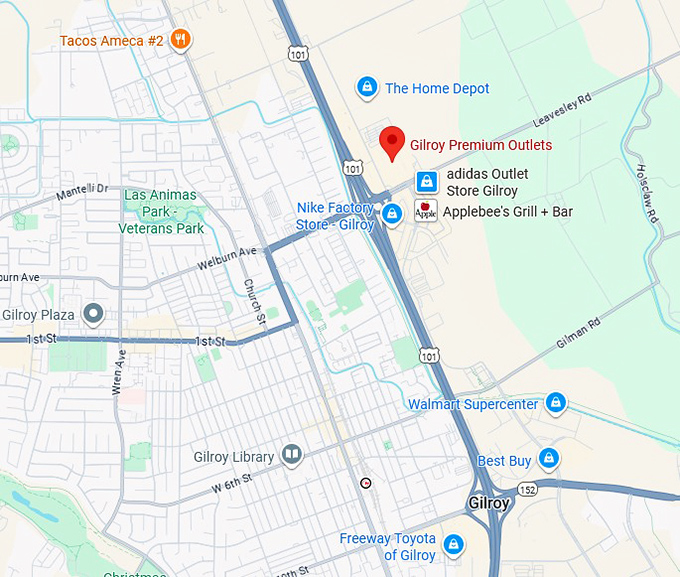 16. gilroy premium outlets map