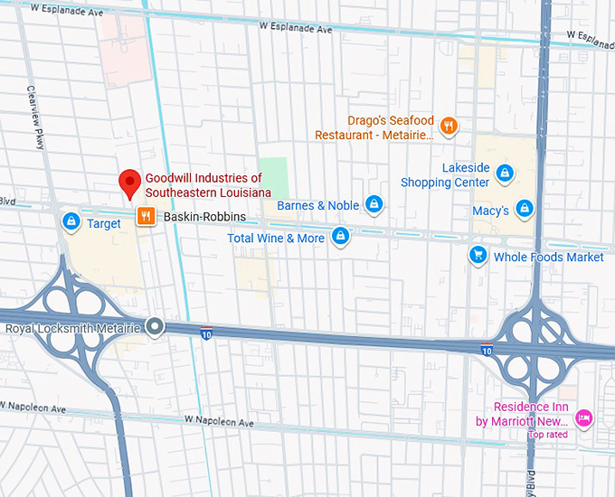 16. goodwill industries of southeastern louisiana (4329 veterans memorial blvd) map