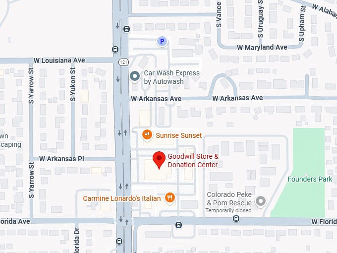 16. goodwill store & donation center (1450 s wadsworth blvd) map