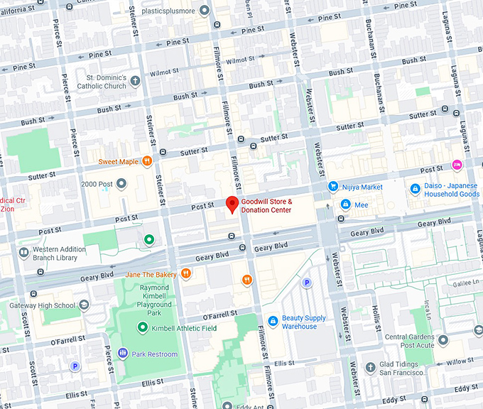 16. goodwill store & donation center (1669 fillmore st) map