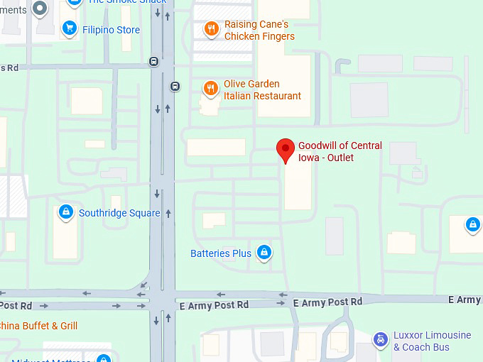 16. goodwill of central iowa outlet (6345 se 14th st) map