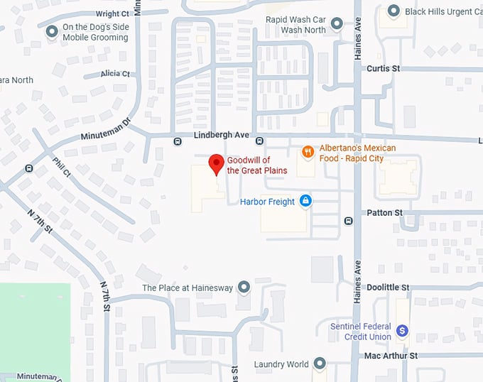 16. goodwill of the great plains (611 lindbergh ave) map