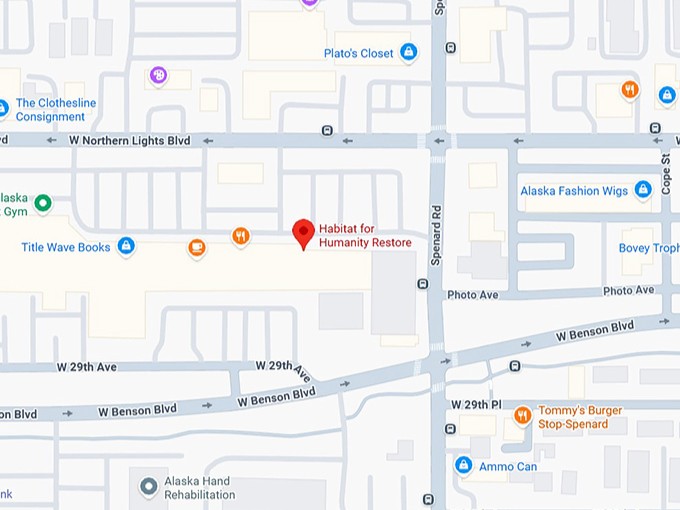 16. habitat for humanity restore (1200 w northern lights blvd) map