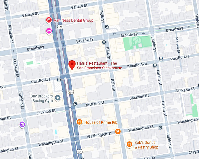 16. harris' restaurant the san francisco steakhouse map