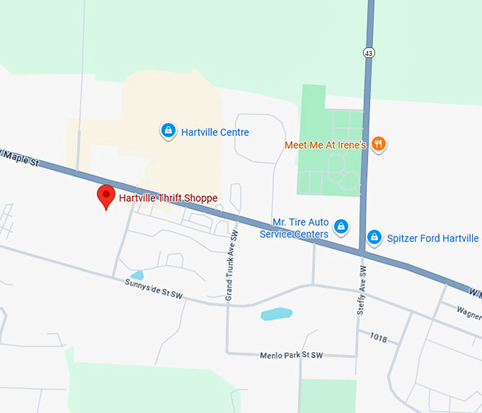 16. hartville thrift shoppe map