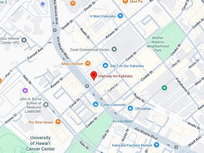 16. highway inn kaka'ako map