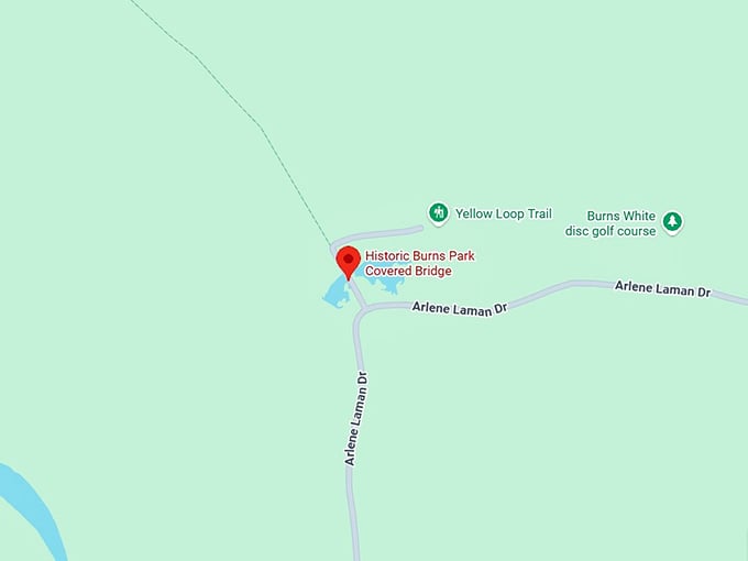 historic burns park covered bridge map