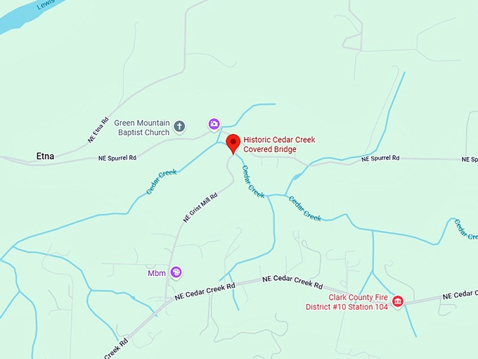 16. historic cedar creek covered bridge map