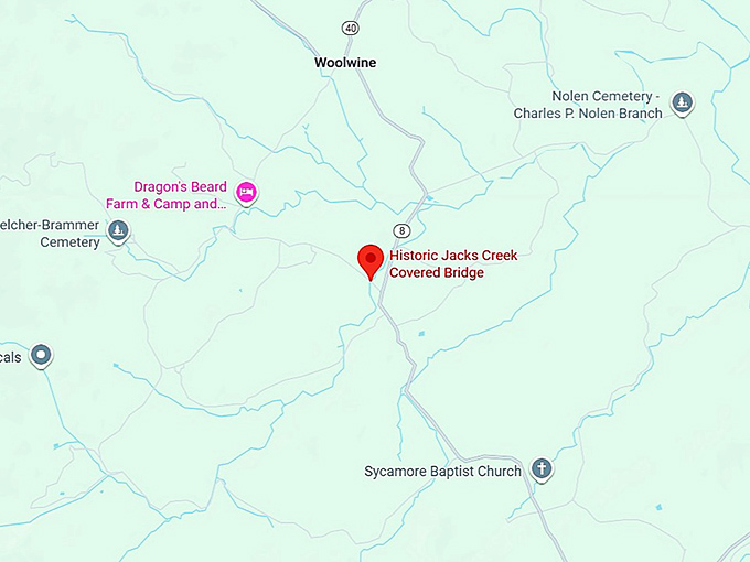 16. historic jacks creek covered bridge map