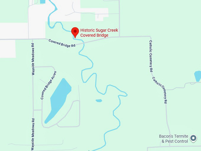 16. historic sugar creek covered bridge map