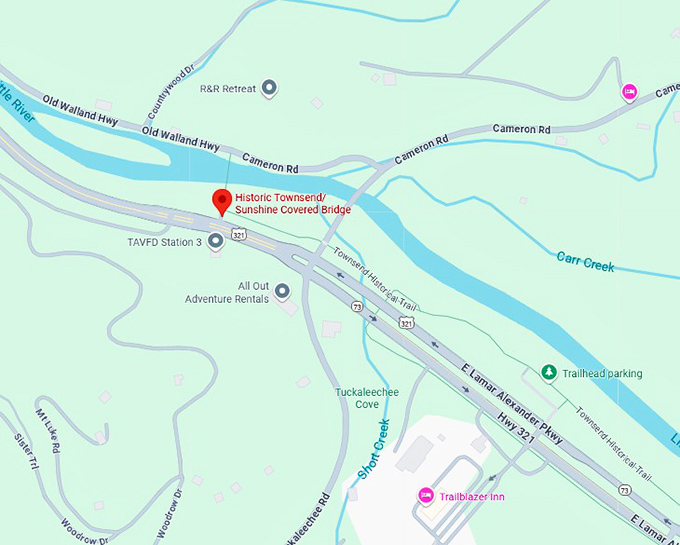 16. historic townsend, sunshine covered bridge map