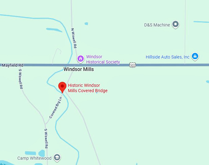 16. historic windsor mills covered bridge map