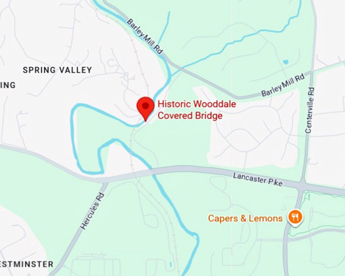 16. historic wooddale covered bridge map